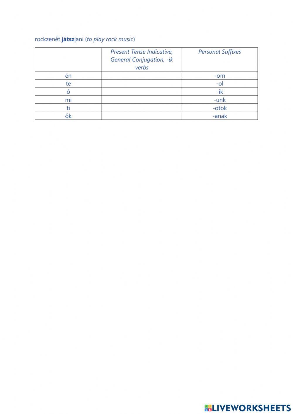 Present Tense Indicative worksheet | Live Worksheets
