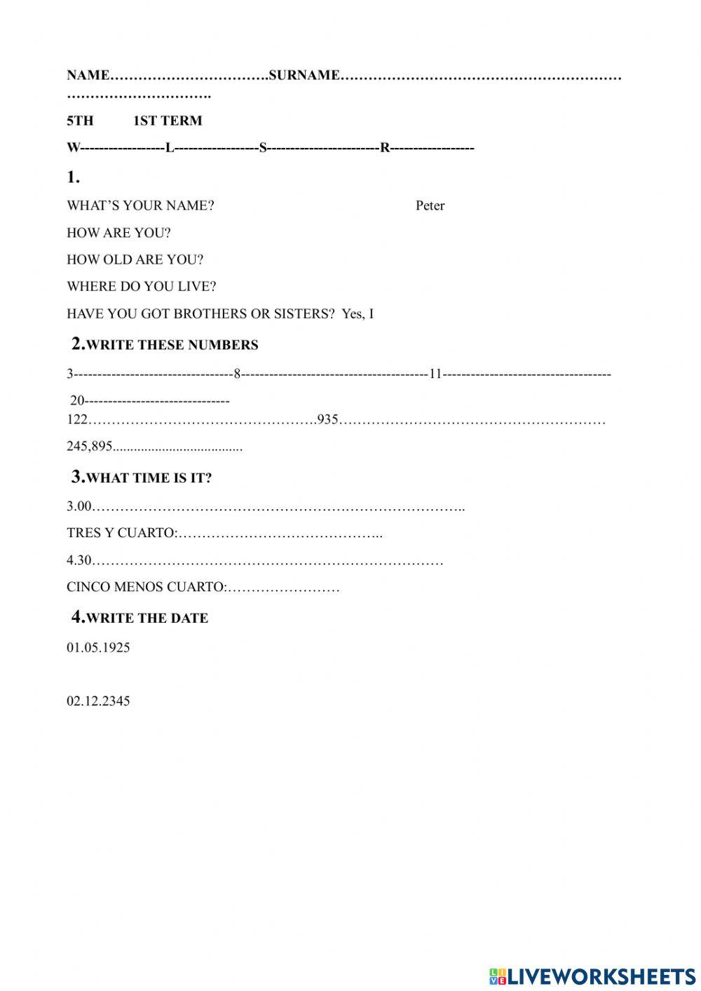 First term | Free Interactive Worksheets | 2237376