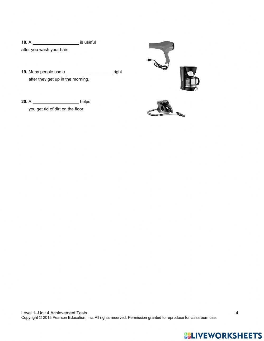 ACHIEVEMENT TEST- UNIT 4 AND 5 online exercise for | Live Worksheets