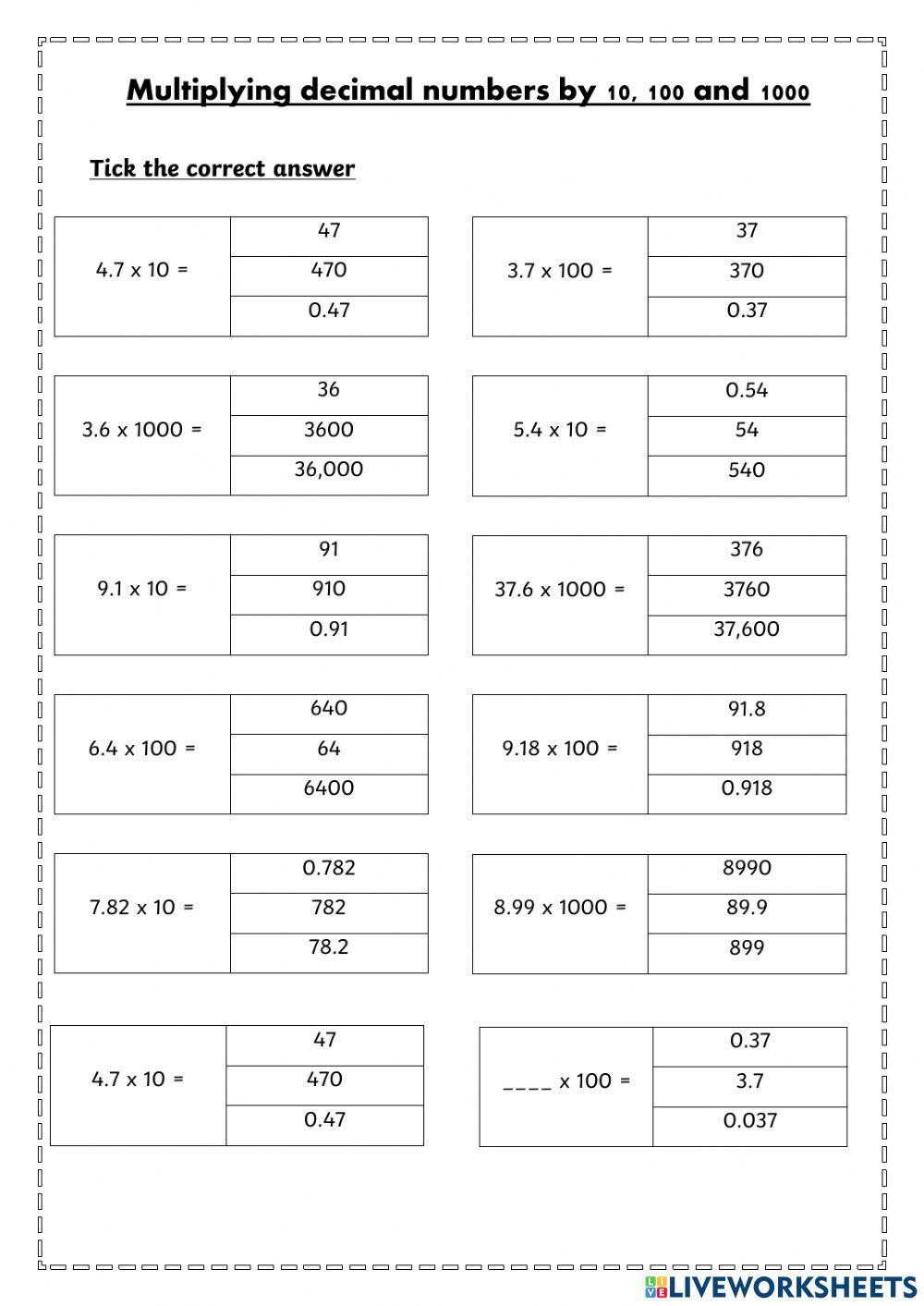 2237438 Multiplying Decimal Numbers By 10 100 And 1000 2237438 Multiplying Decimal Numbers By 10 100 And 1000
