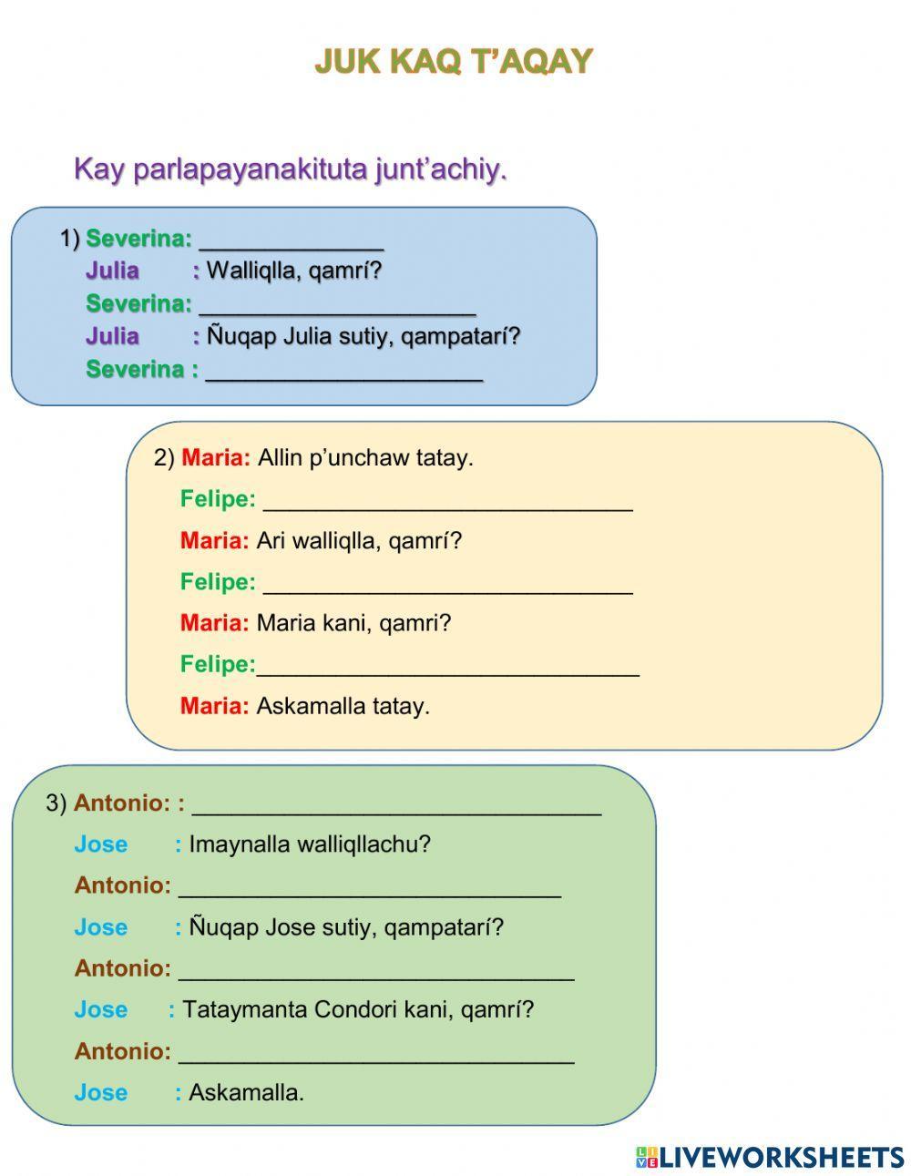 Riqsinakuy interactive worksheet | Live Worksheets