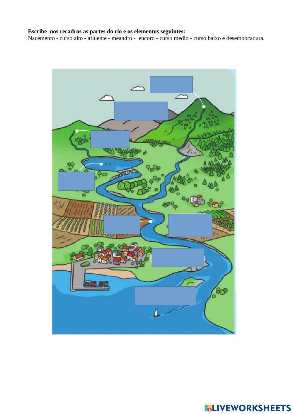 Partes río worksheet | Live Worksheets