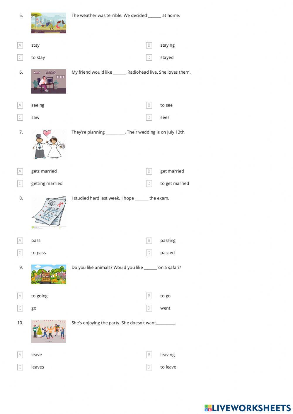 to-infinitives - Practice online exercise for | Live Worksheets