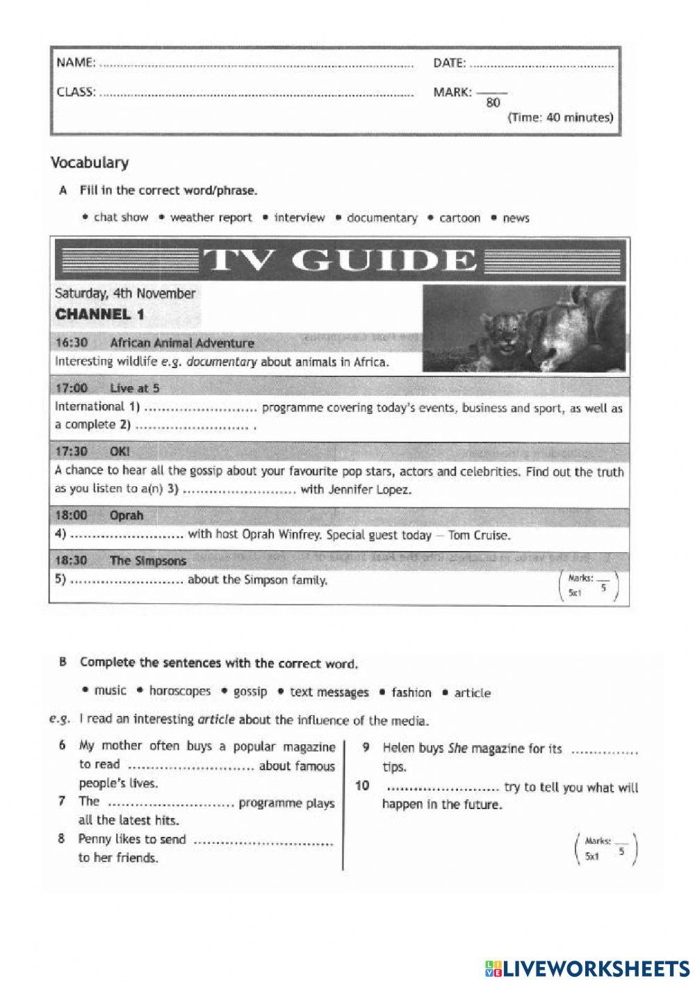 Spotlight 7 Test 4 online exercise for | Live Worksheets