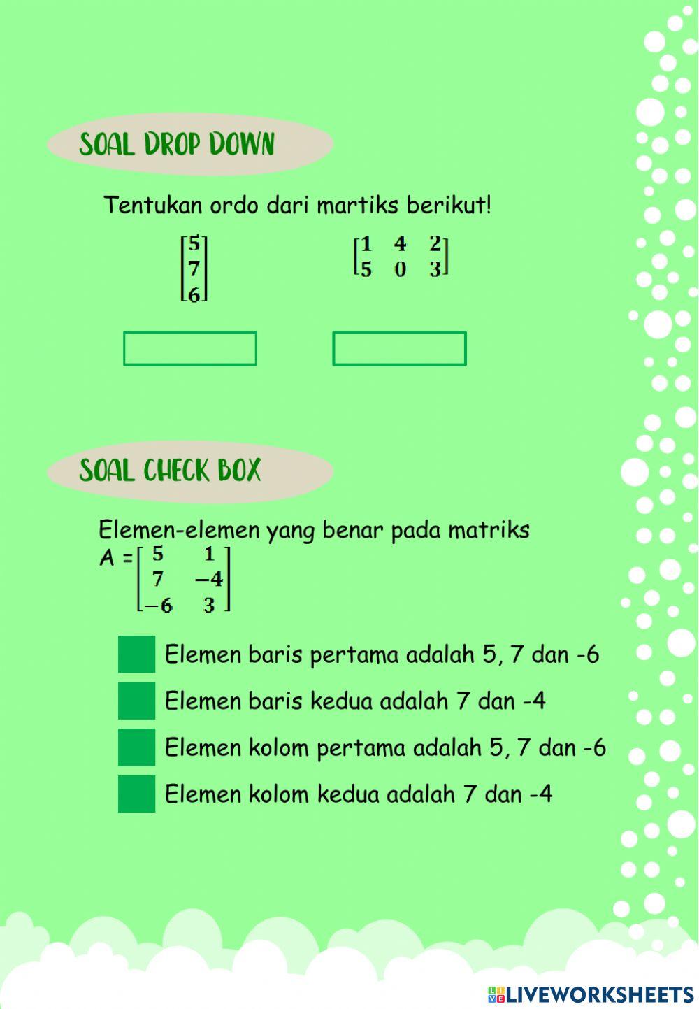 LKPD Matriks online pdf exercise | Live Worksheets