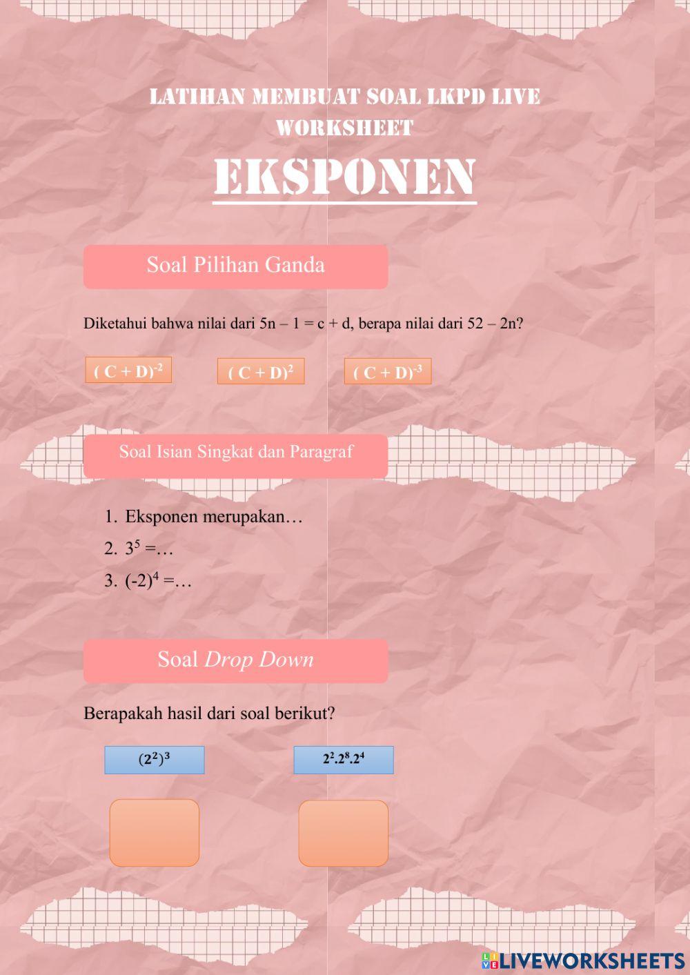 LKPD Eksponen | Live Worksheets