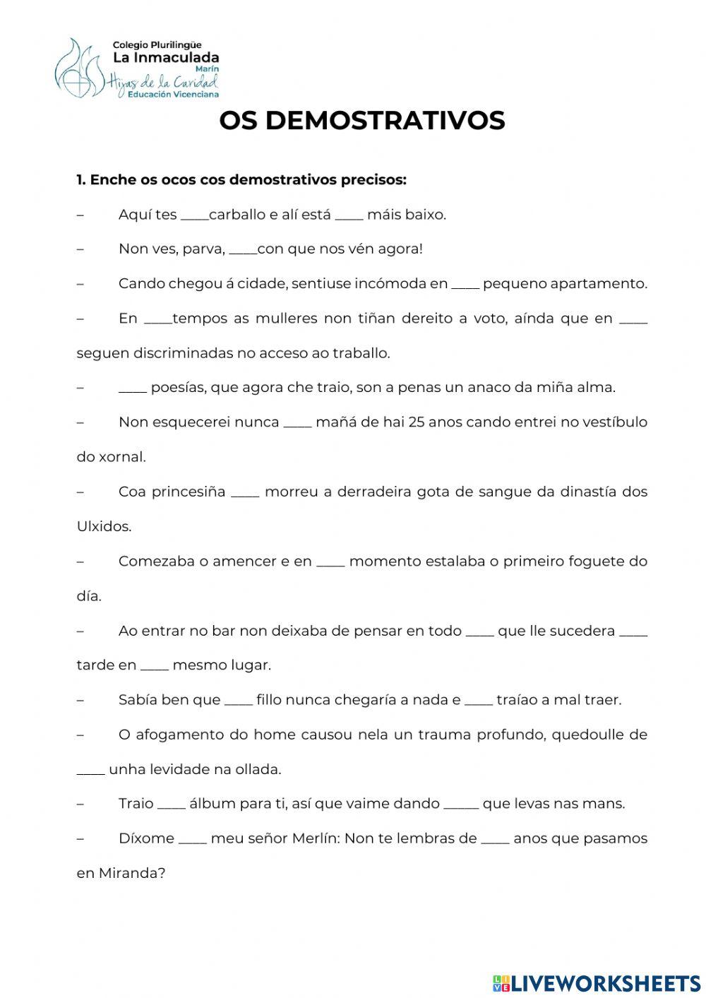 Demostrativos online worksheet for ESO | Live Worksheets