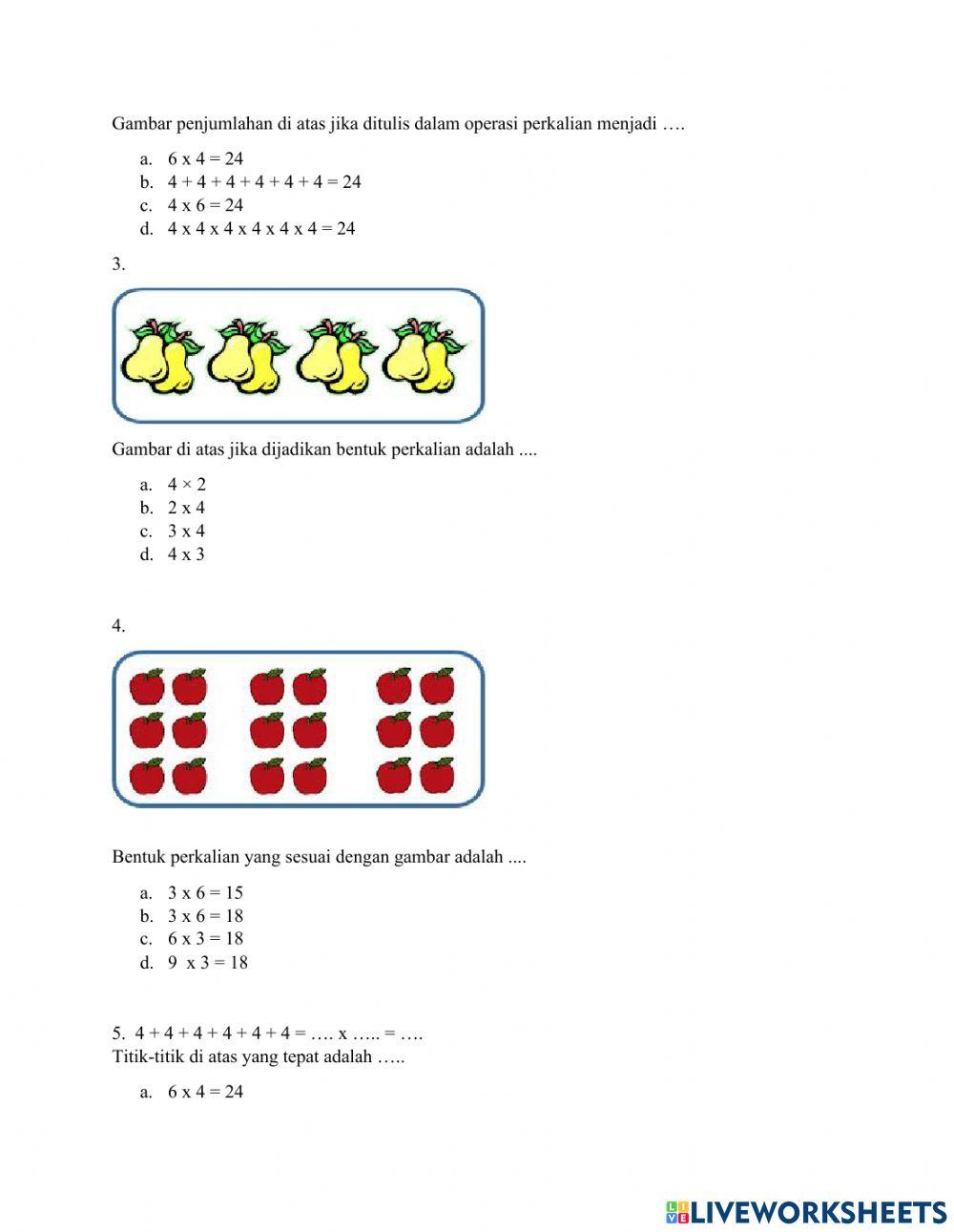 Perkalian Berulang interactive worksheet | Live Worksheets