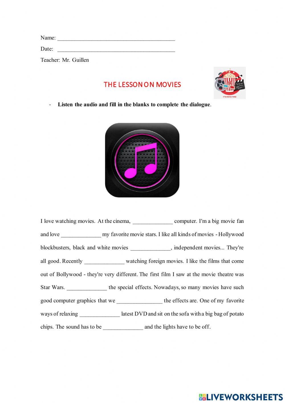 Movies interactive worksheet for 3 BGU | Live Worksheets