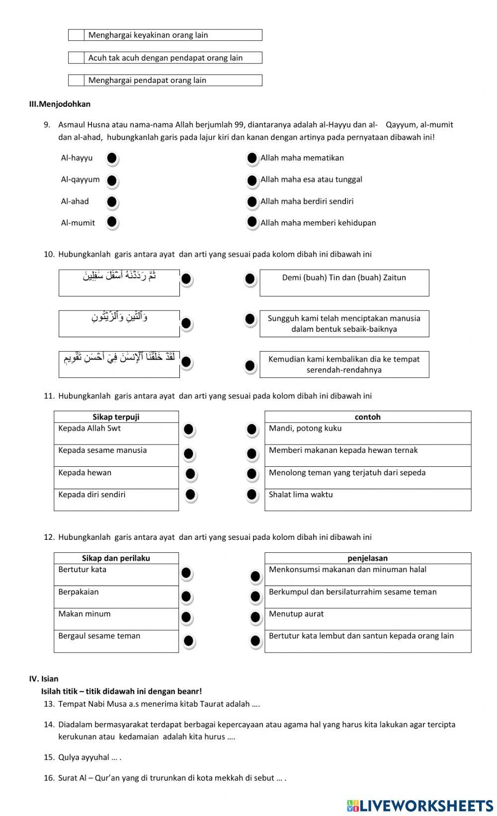 Pendidikan agama islam online worksheet for 5 | Live Worksheets