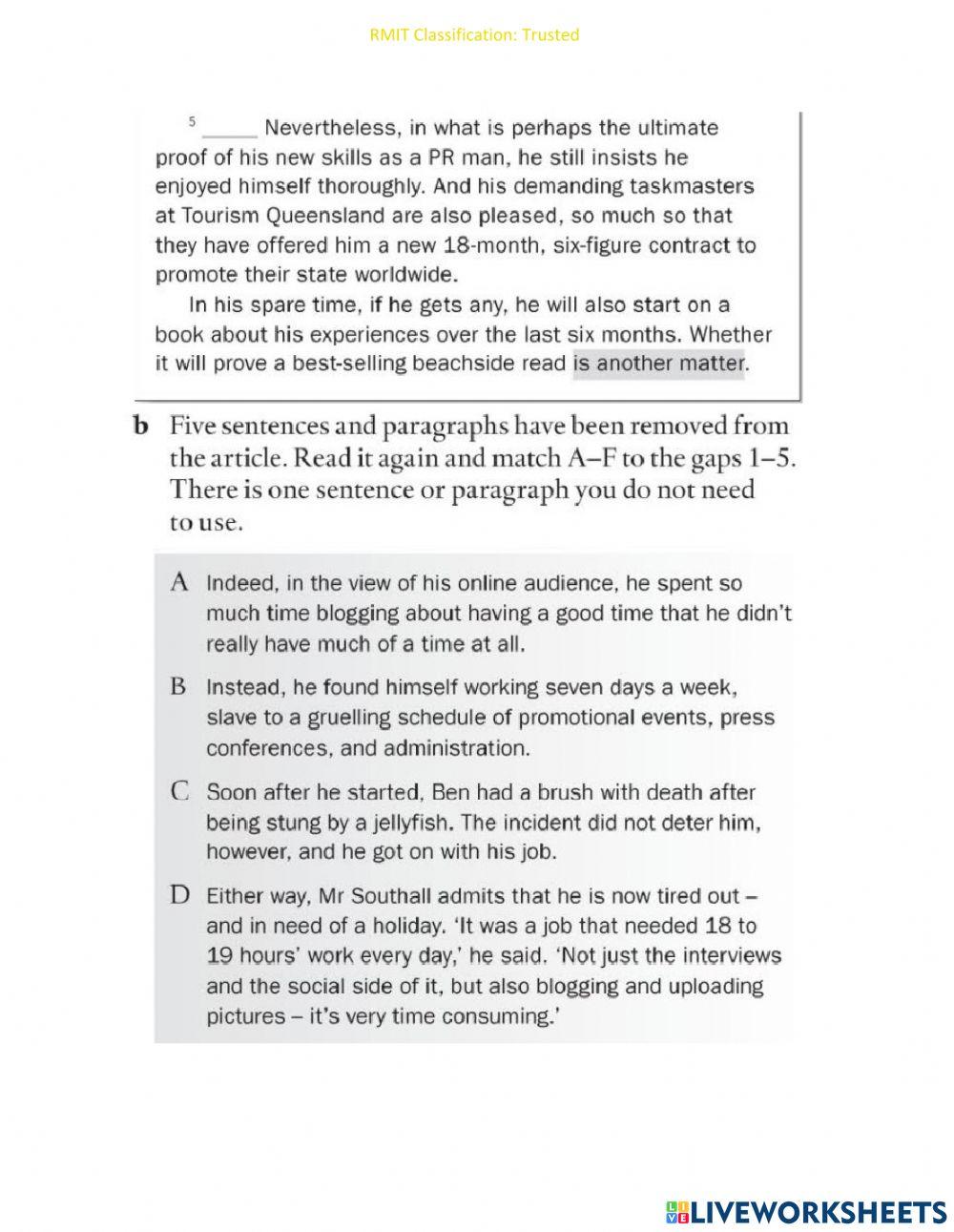 1B Advanced worksheet | Live Worksheets