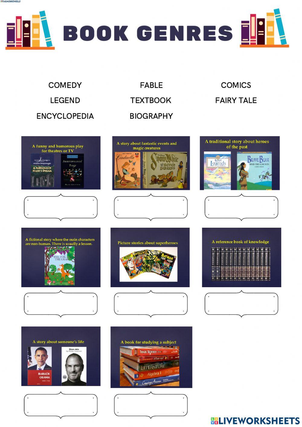 2239016 Genres Of Books Daria vv LiveWorksheets 2239016-genres-of-books-daria-vv-liveworksheets