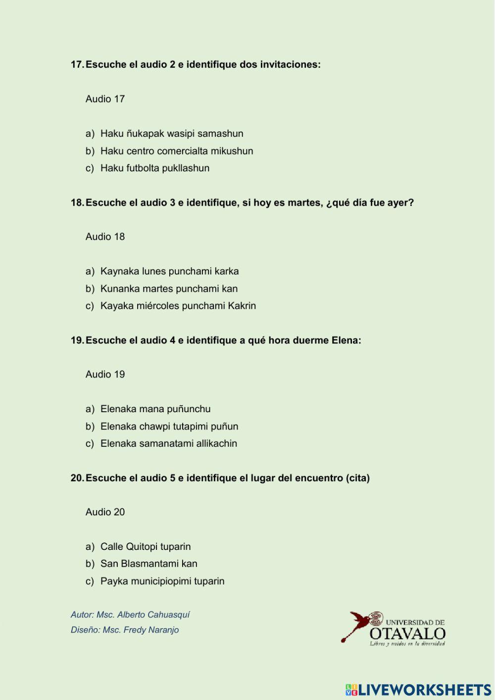 Pusak niki ruray – ejercicio 8 worksheet | Live Worksheets