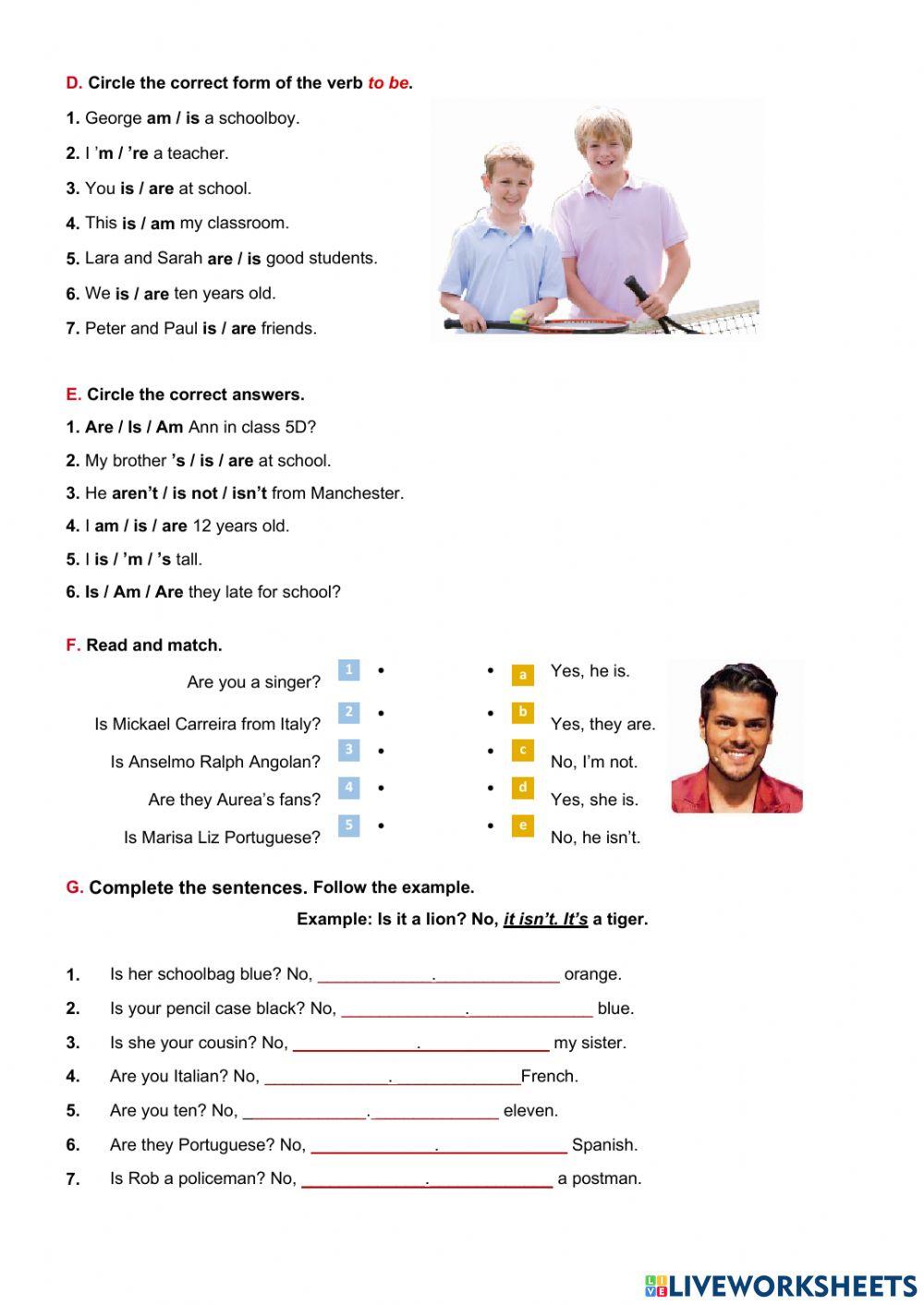 worksheet - PP and To be online exercise for | Live Worksheets
