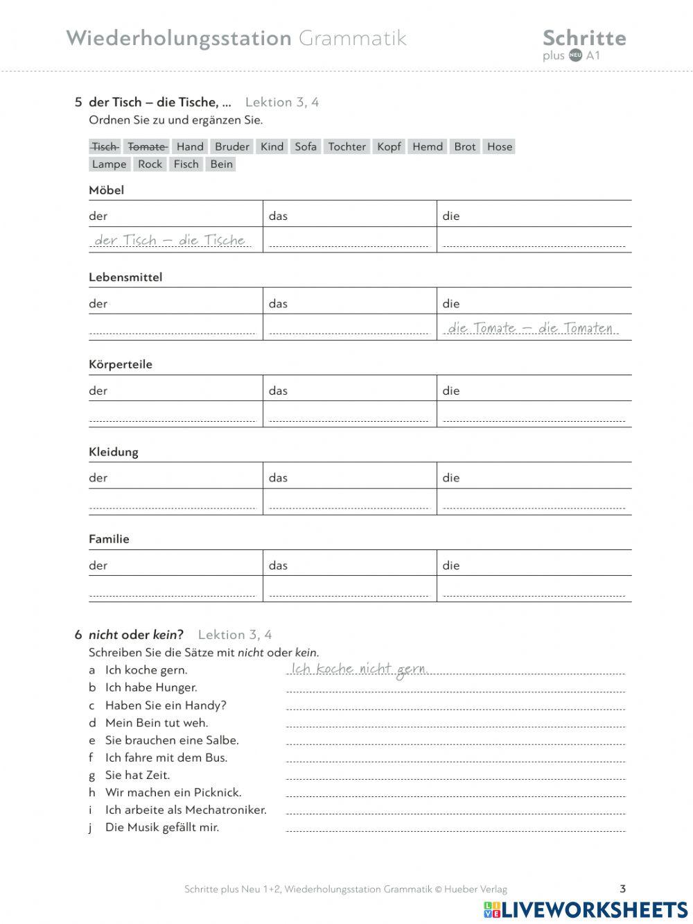 Schritte A1.1 4151746 | Zulma Calvo | Live Worksheets