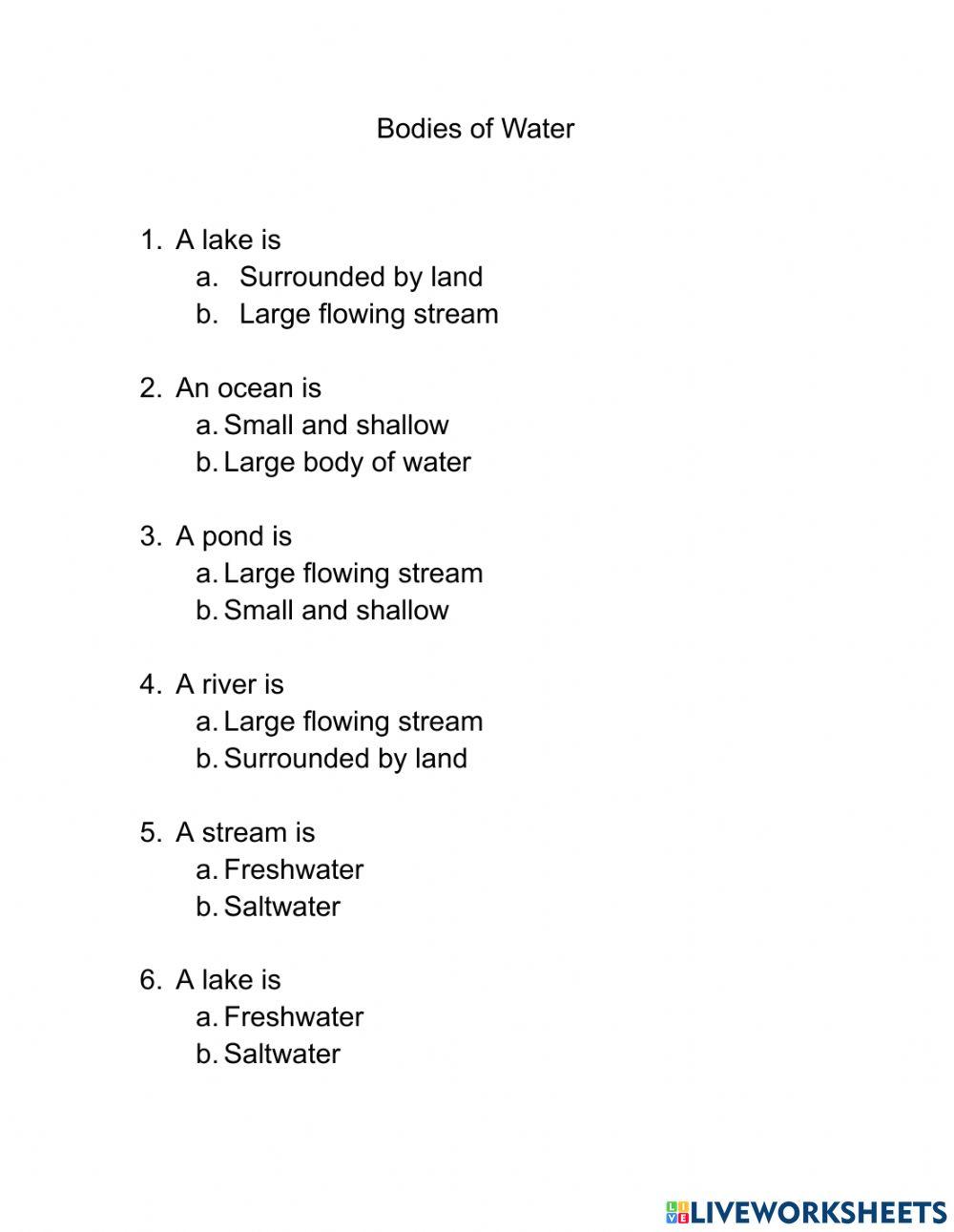 Bodies of water 2497254 | jcobb | Live Worksheets