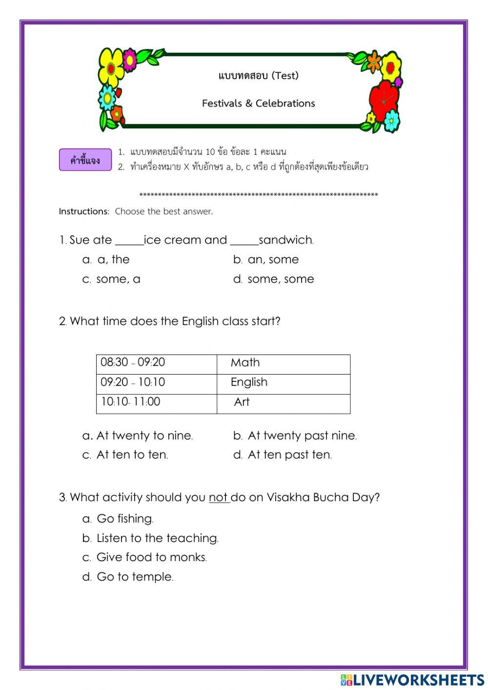 Festivals & Celebrations worksheet | Live Worksheets