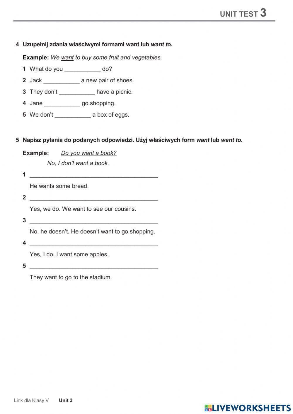 Link 5 Test Uni… | Free Interactive Worksheets | 5290444