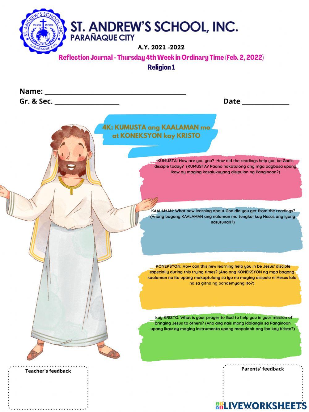 February Mass Journal online exercise for | Live Worksheets