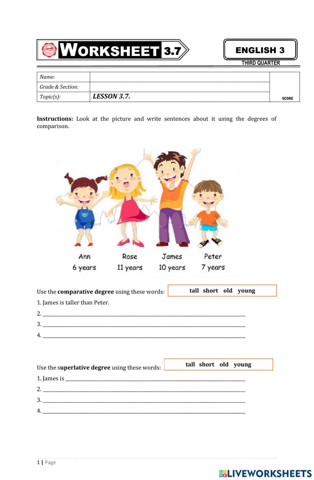 ENG.3-Worksheet 3.7. worksheet | Live Worksheets