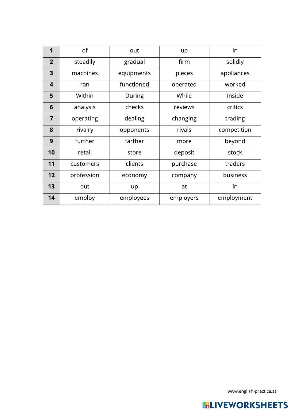 Work - B2 vocab worksheet | Live Worksheets
