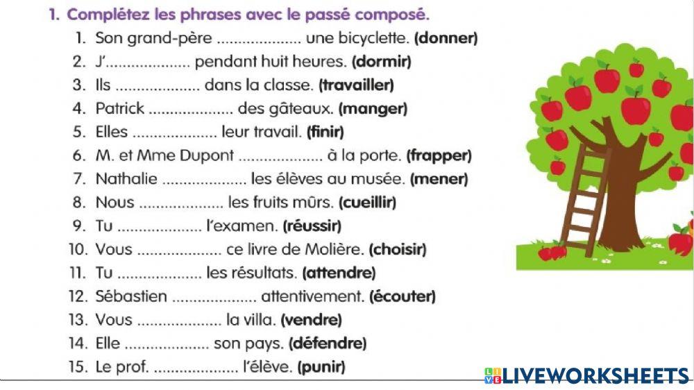 Passé Composé Avec Avoir Grade 8 Online Exercise For Live Worksheets
