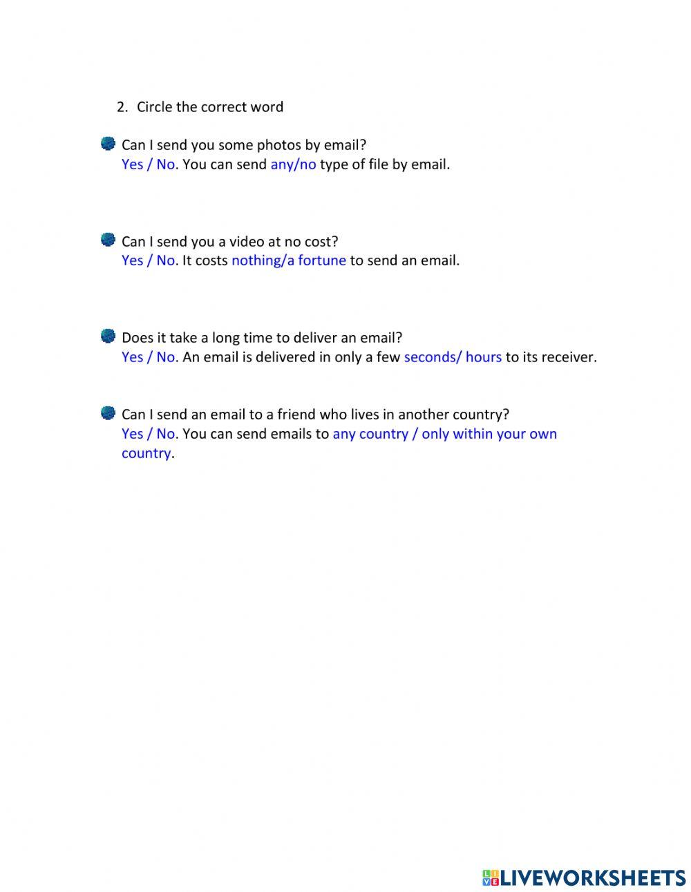 Ict online exercise for 2 | Live Worksheets