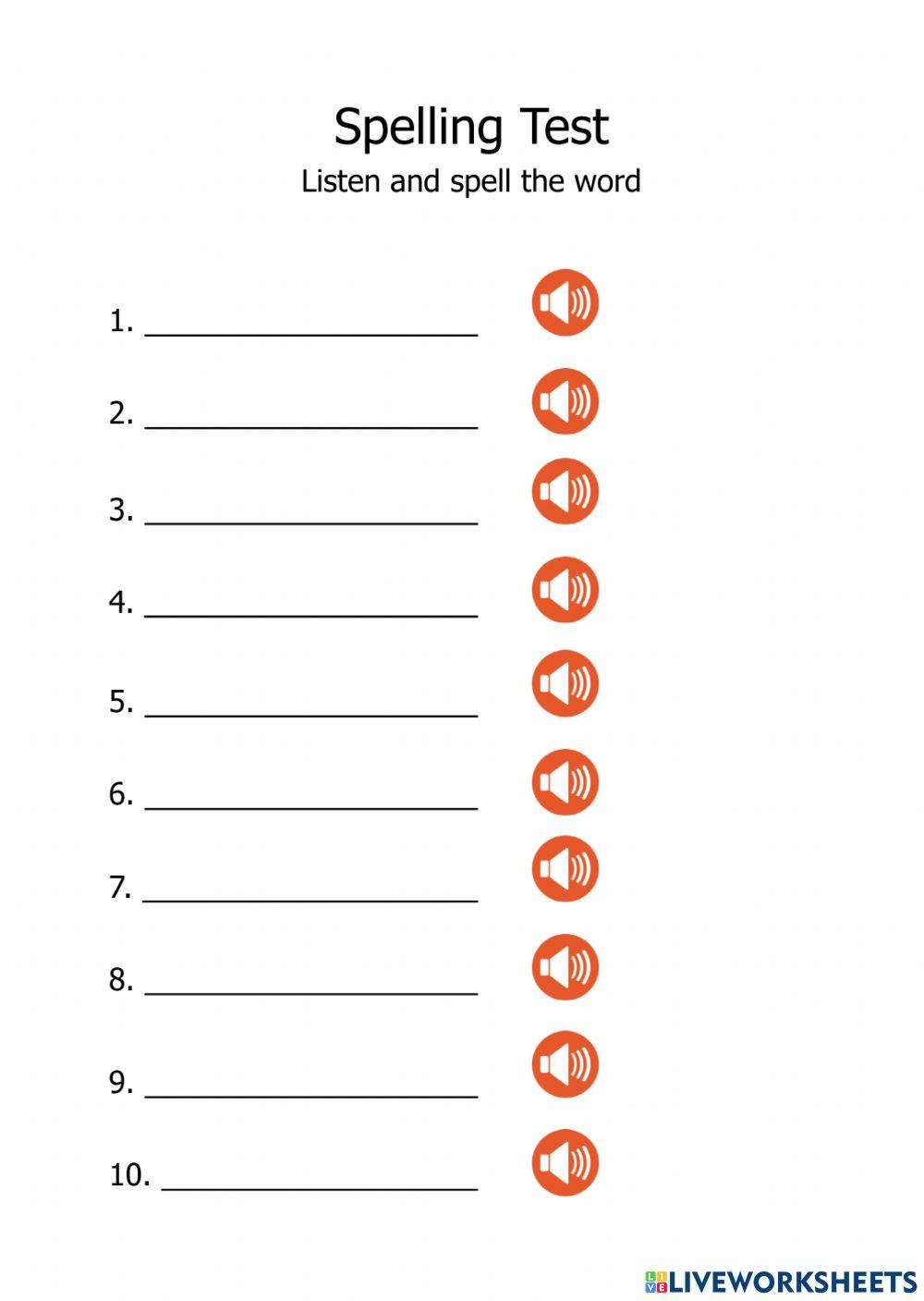 Spelling Test - Finals online exercise for | Live Worksheets