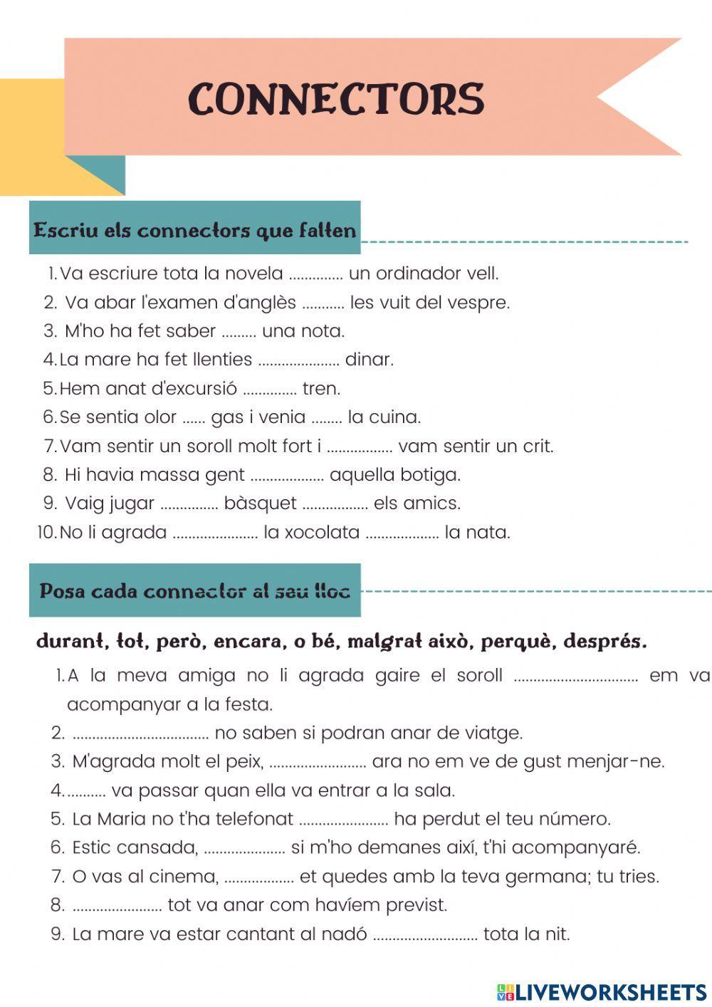 Connectors | Free Interactive Worksheets | 1840783