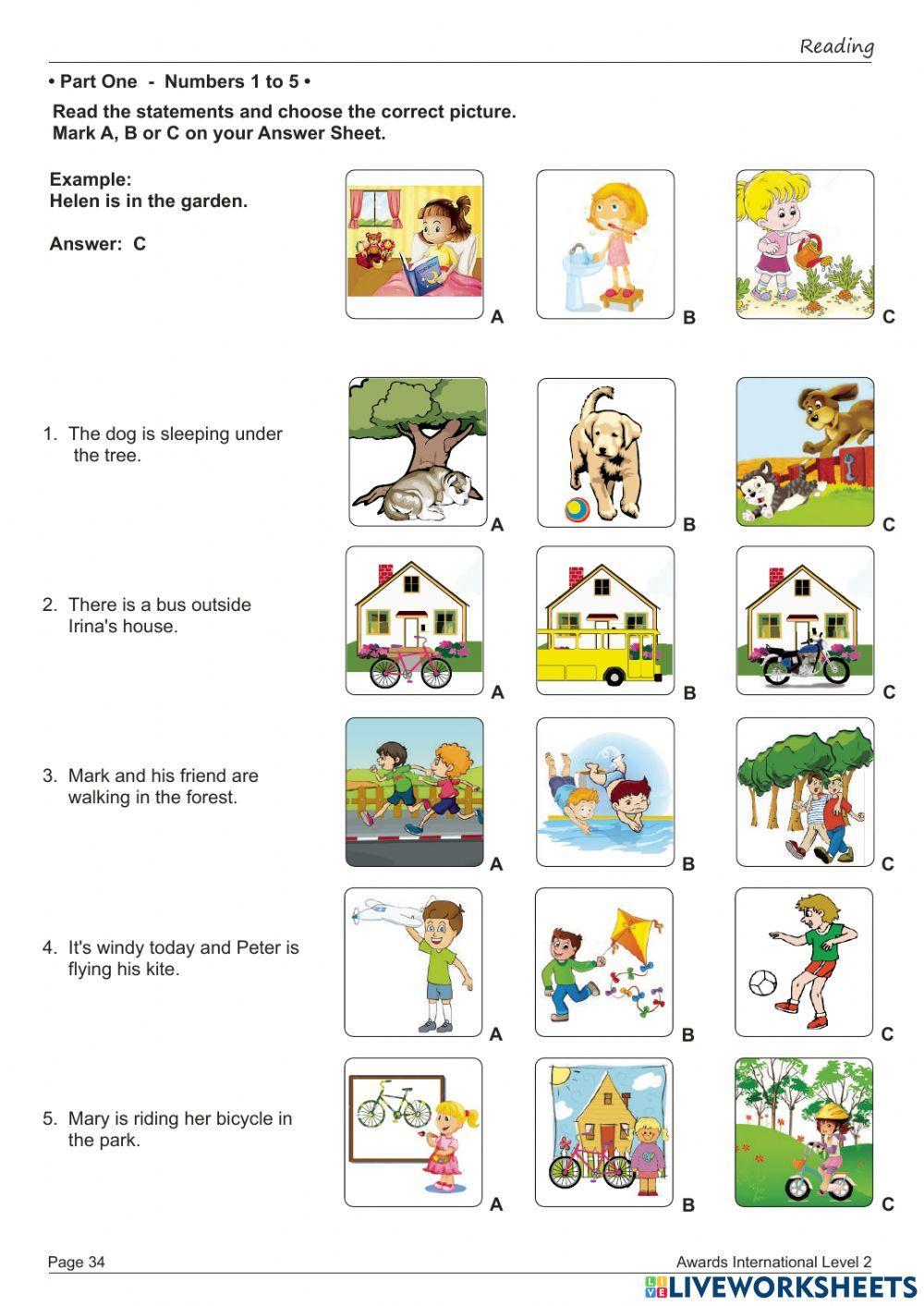 AWARDS LEVEL 2 SAMPLE TEST worksheet | Live Worksheets