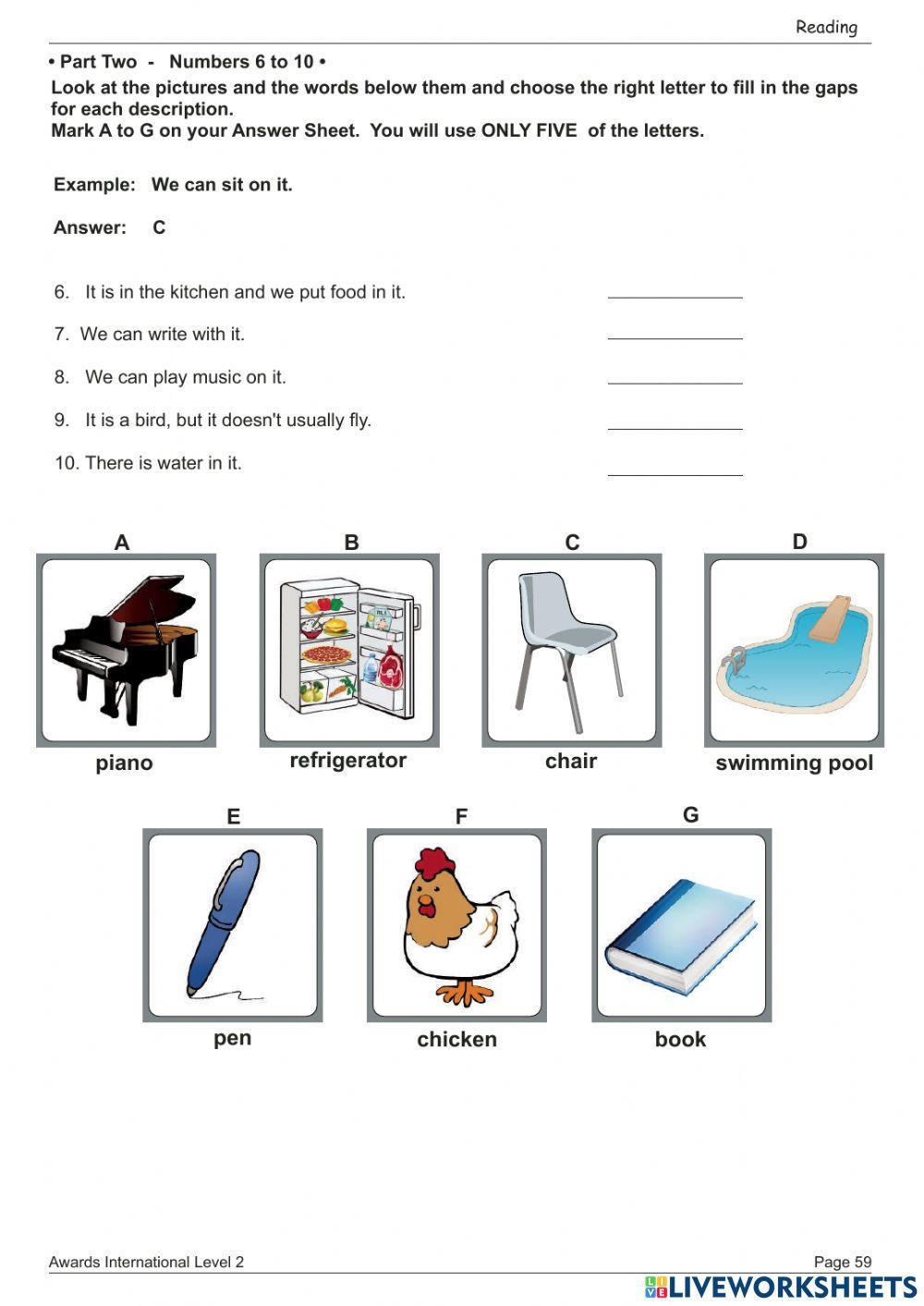 AWARDS LEVEL 2 TEST JUNE 2017 worksheet | Live Worksheets