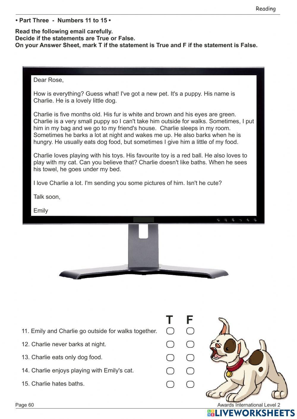 AWARDS LEVEL 2 TEST JUNE 2017 worksheet | Live Worksheets