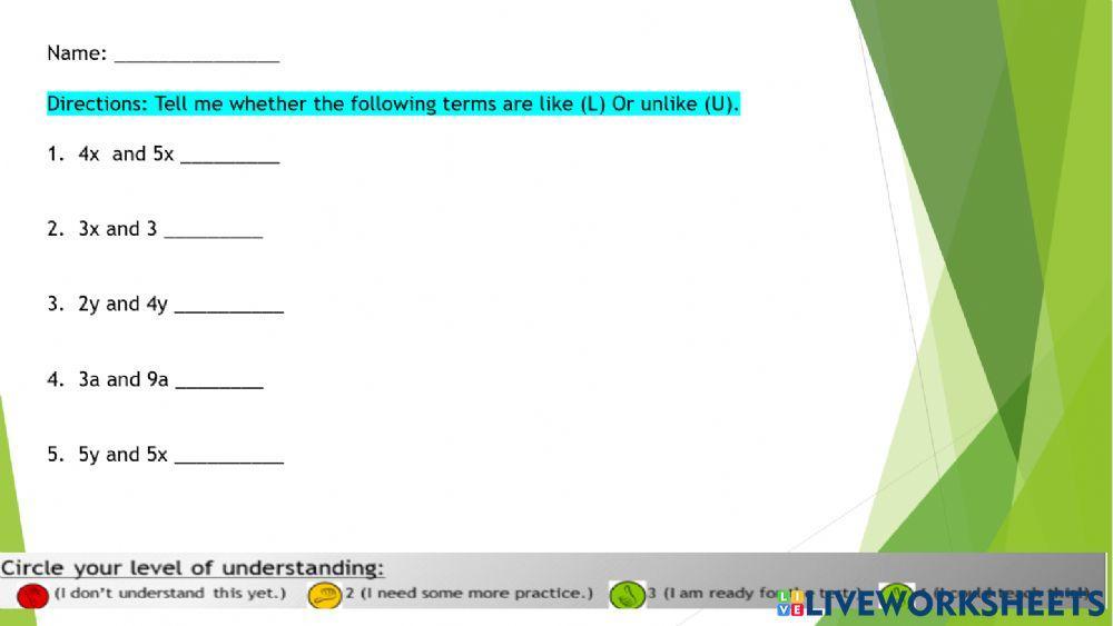 Like and unlike… | Free Interactive Worksheets | 1841130