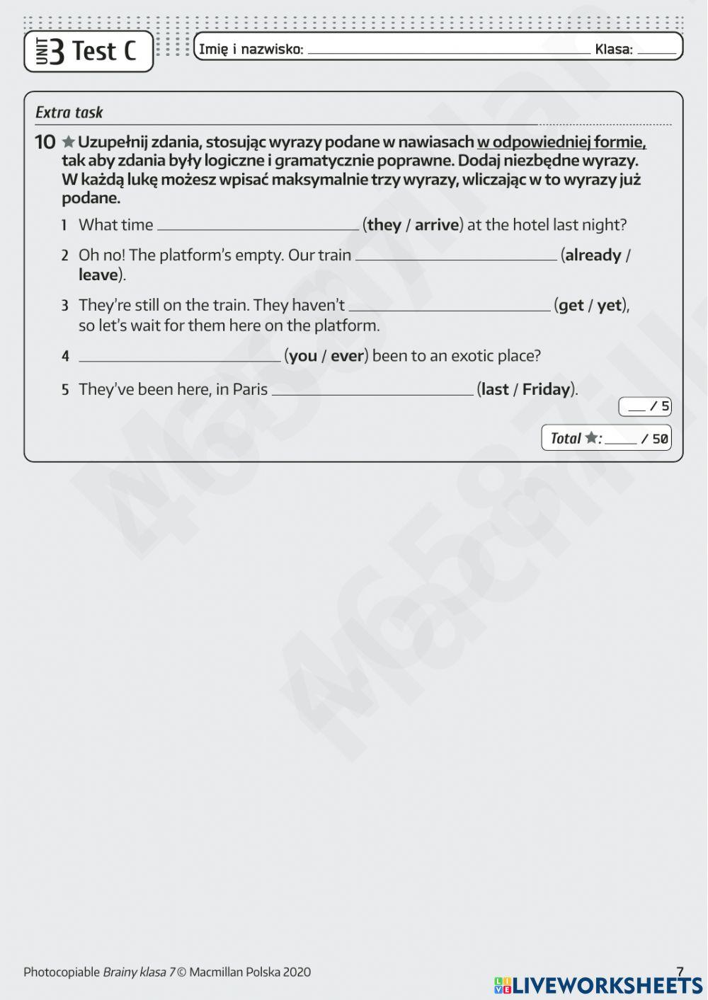 Brainy 7 unit 3 test - dyslectic worksheet | Live Worksheets