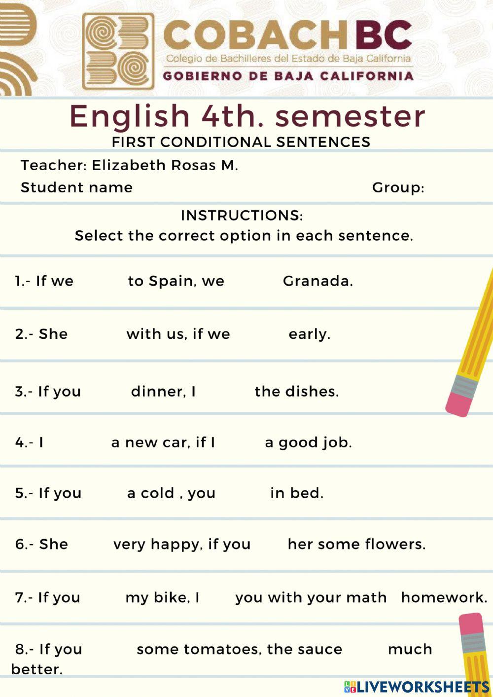 English 4th semester worksheet | Live Worksheets