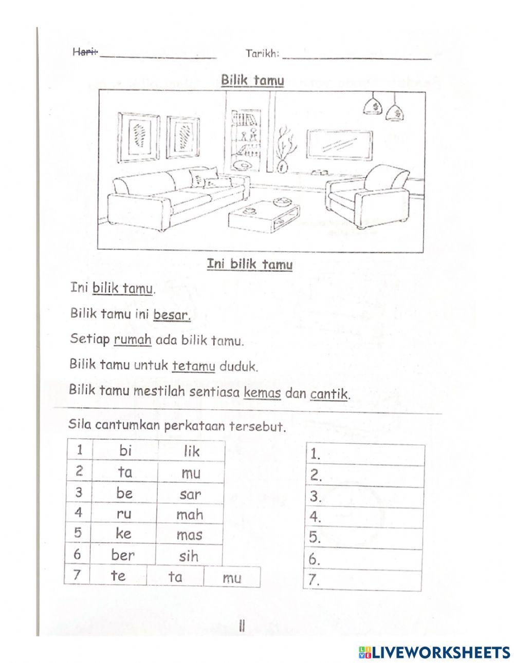 Bilik tamu dan bilik darjah worksheet | Live Worksheets