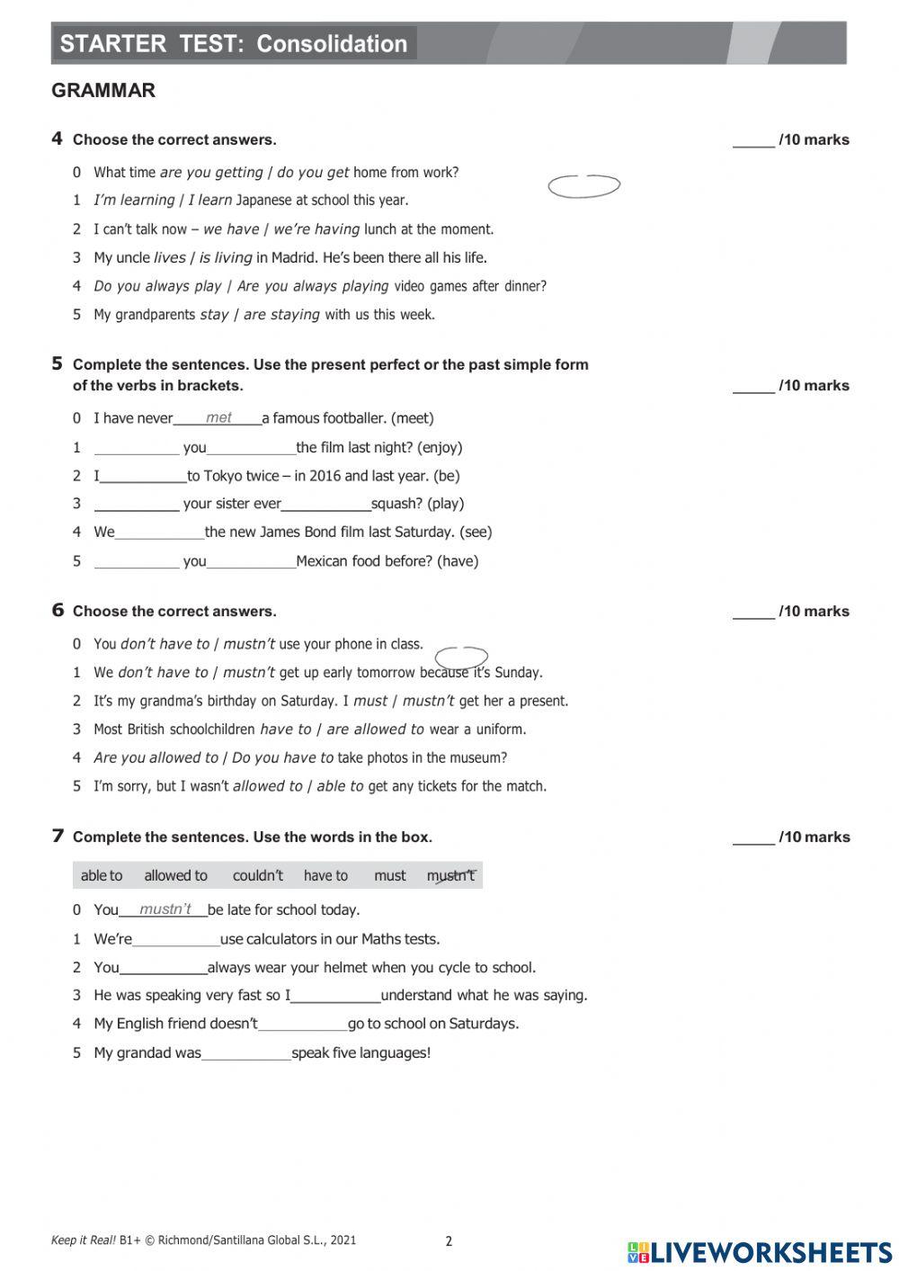 S5B DIAGNOSTIC … | Free Interactive Worksheets | 6830895