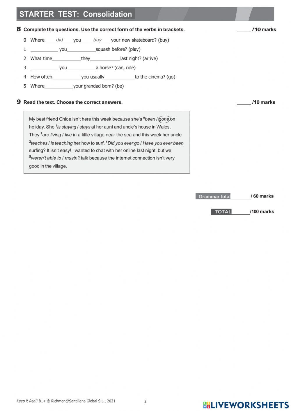 S5B DIAGNOSTIC … | Free Interactive Worksheets | 6830895