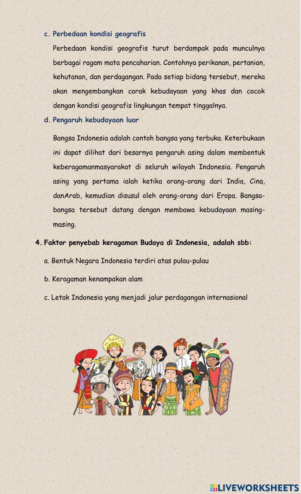 Keragaman Sosial Budaya Worksheet Live Worksheets