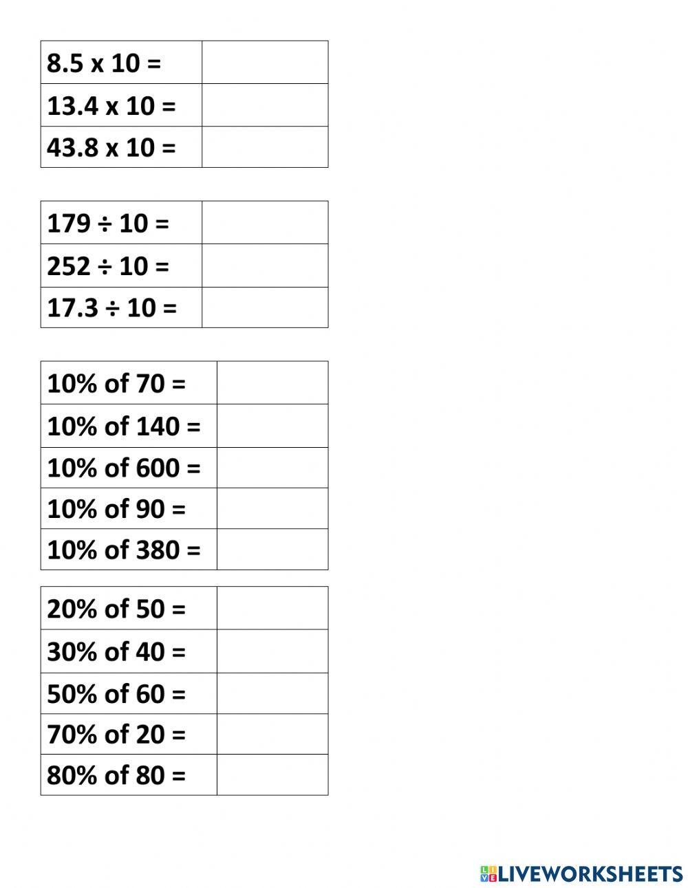Multiply And Divide By 10 Worksheet Live Worksheets Multiply And Divide By 10 Worksheet Live Worksheets
