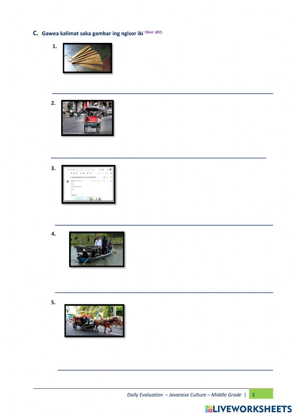 Daily Evaluation 1 (Angkudan lan alat komunikasi) worksheet | Live ...