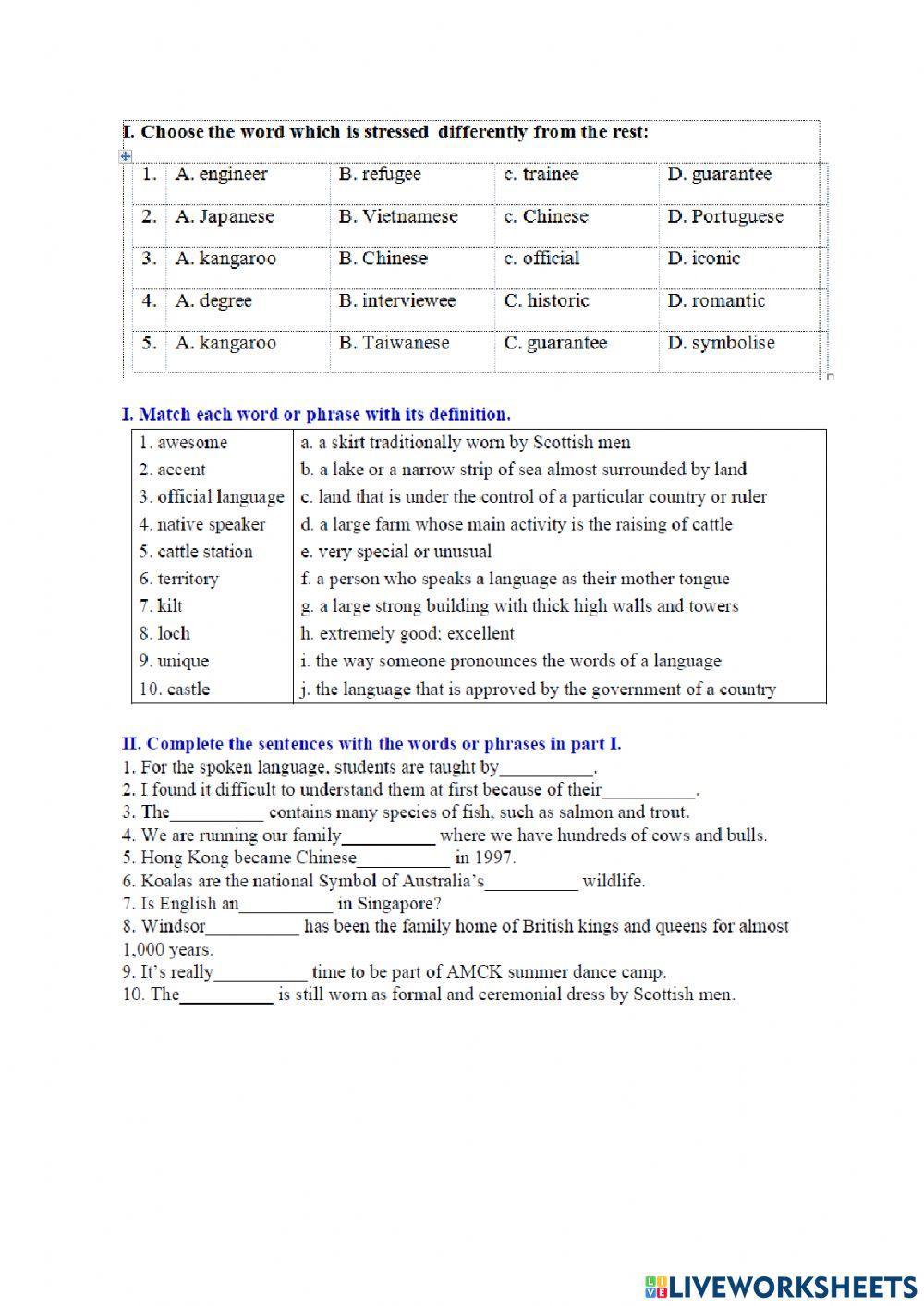 Grade 8 unit 8 1006 | thanhhang2021 | Live Worksheets