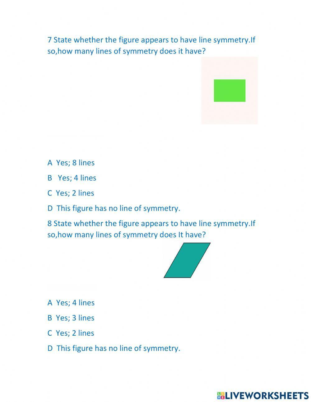 Symmetry free activity | Live Worksheets
