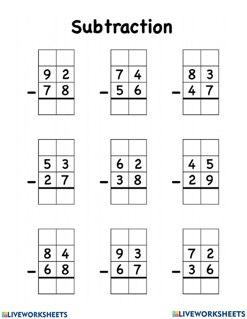SUBTRACTION WITH REGROUPING online exercise for | Live Worksheets