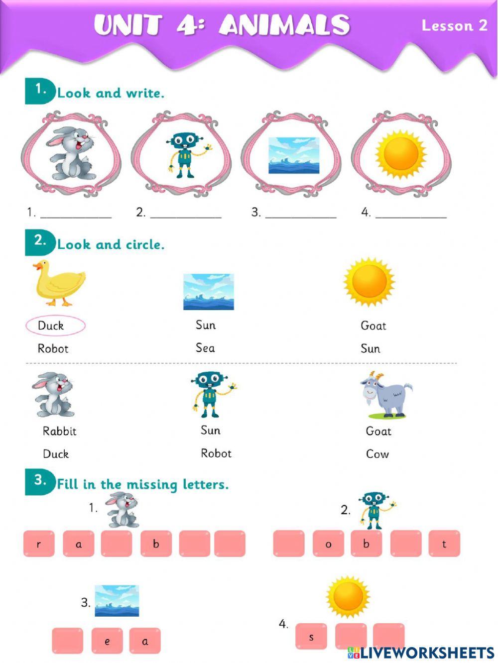 Unit 4: Animals | Free Interactive Worksheets | 1862258