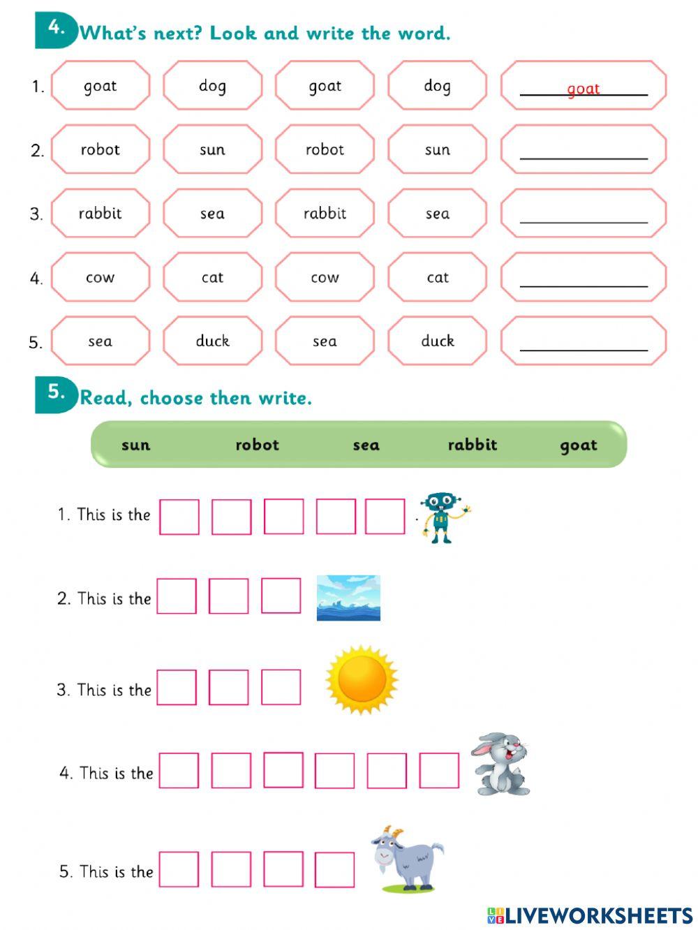 Unit 4: Animals | Free Interactive Worksheets | 1862258