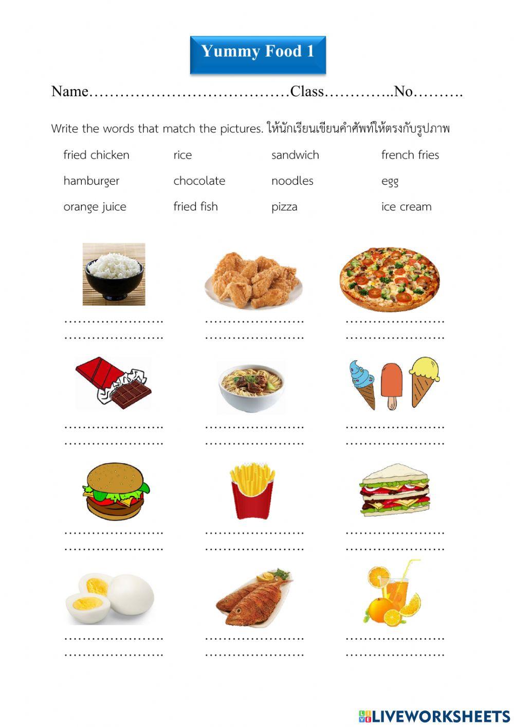 Yummy Food 1 2724985 | pinkpearl | Live Worksheets