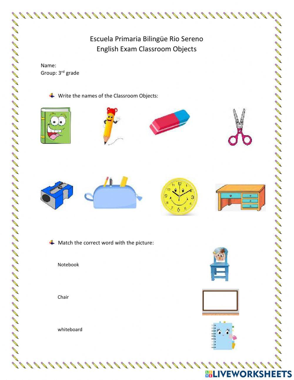 Classroom Objects online exercise for Third Grade, Elementary | Live ...