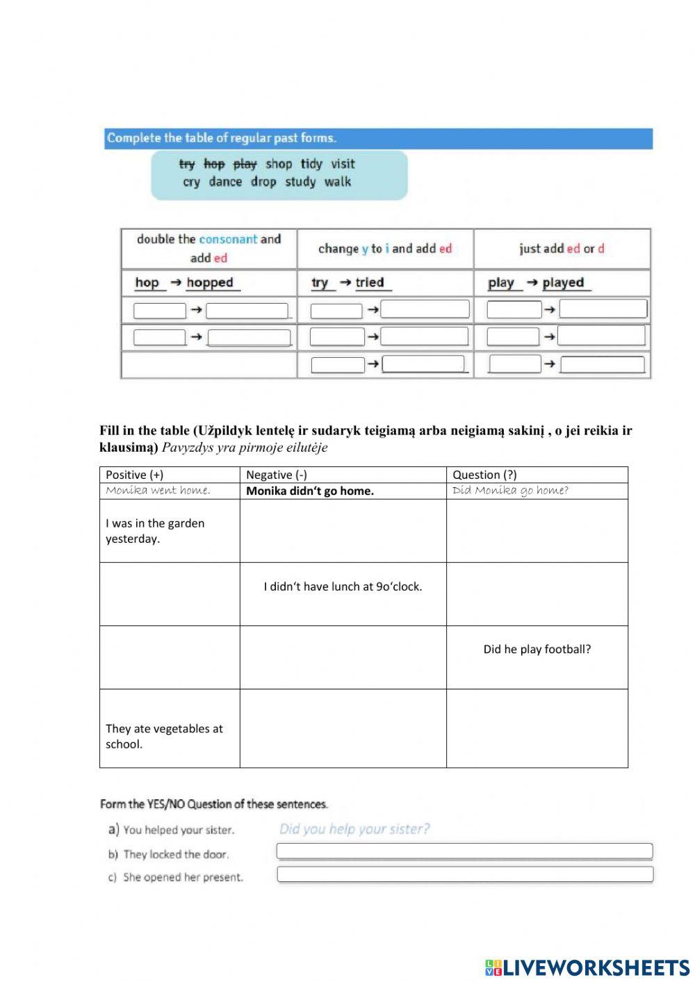 What's the time? Past Simple worksheet | Live Worksheets