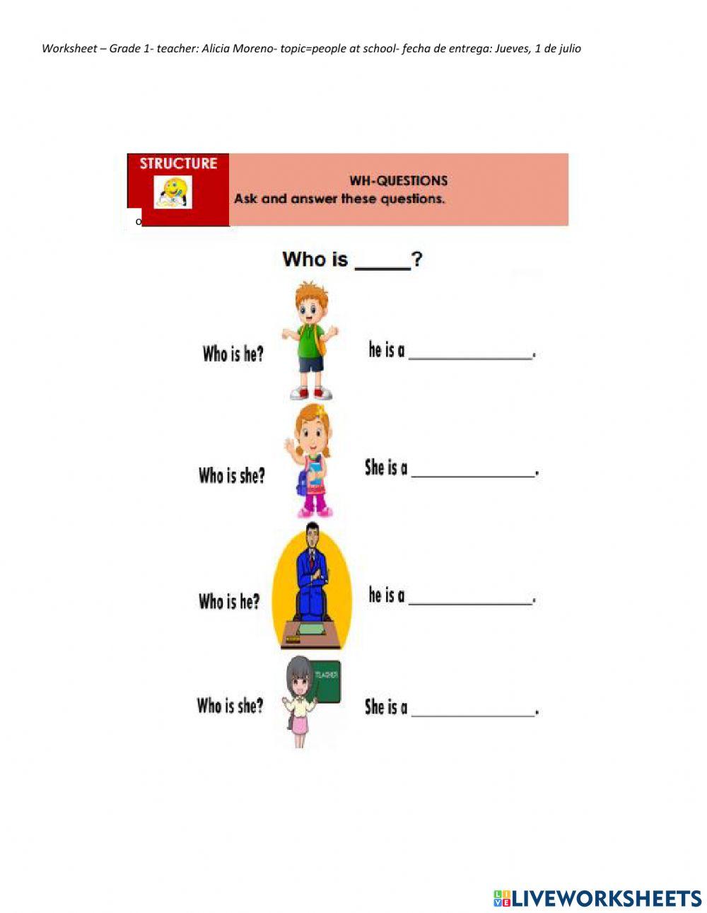 PEOPLE AT SCHOOLCHOOSE online exercise for | Live Worksheets